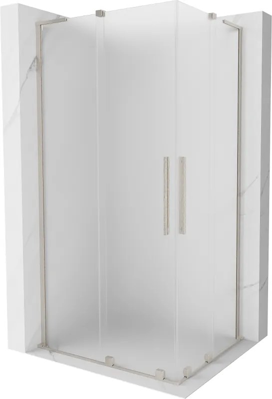 Mexen Velar L Duo, sprchový kout s posuvnými dveřmi 100 x 90 cm, 8mm sklo námraza, broušená ocel, 871-100-090-02-33-97