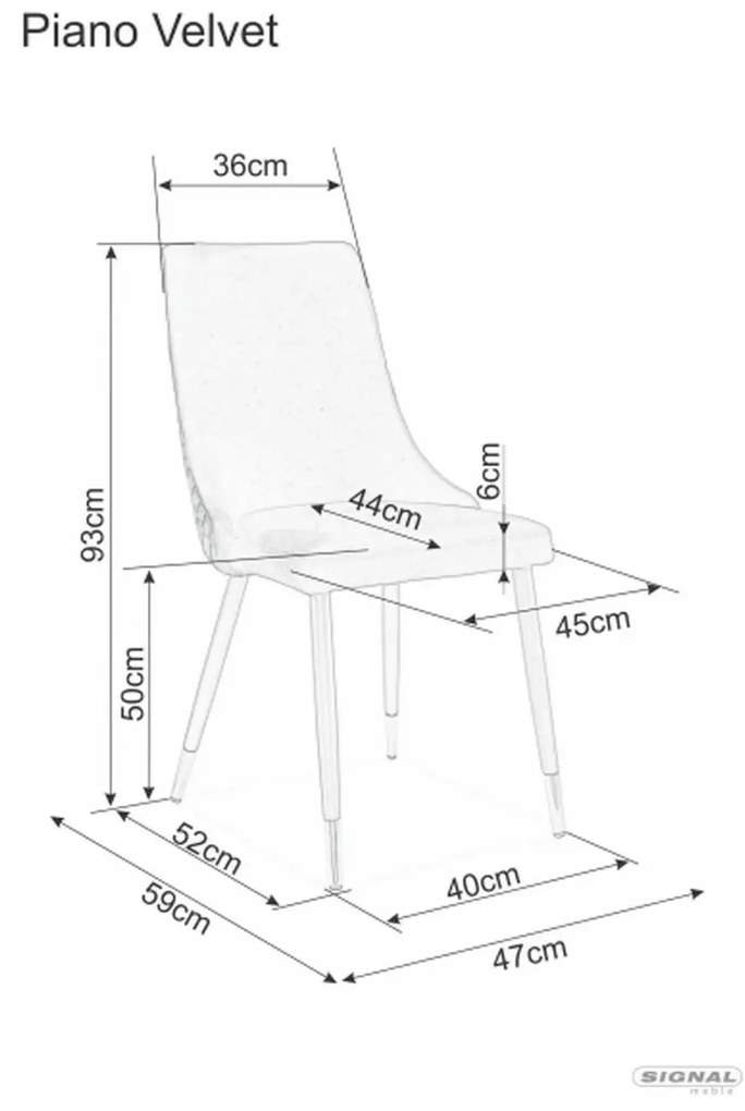 Sametová jídelní židle Piano II béžová