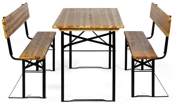 Zahradní pivní set s opěradly - 2x zahradní lavice, 1x venkovní stůl