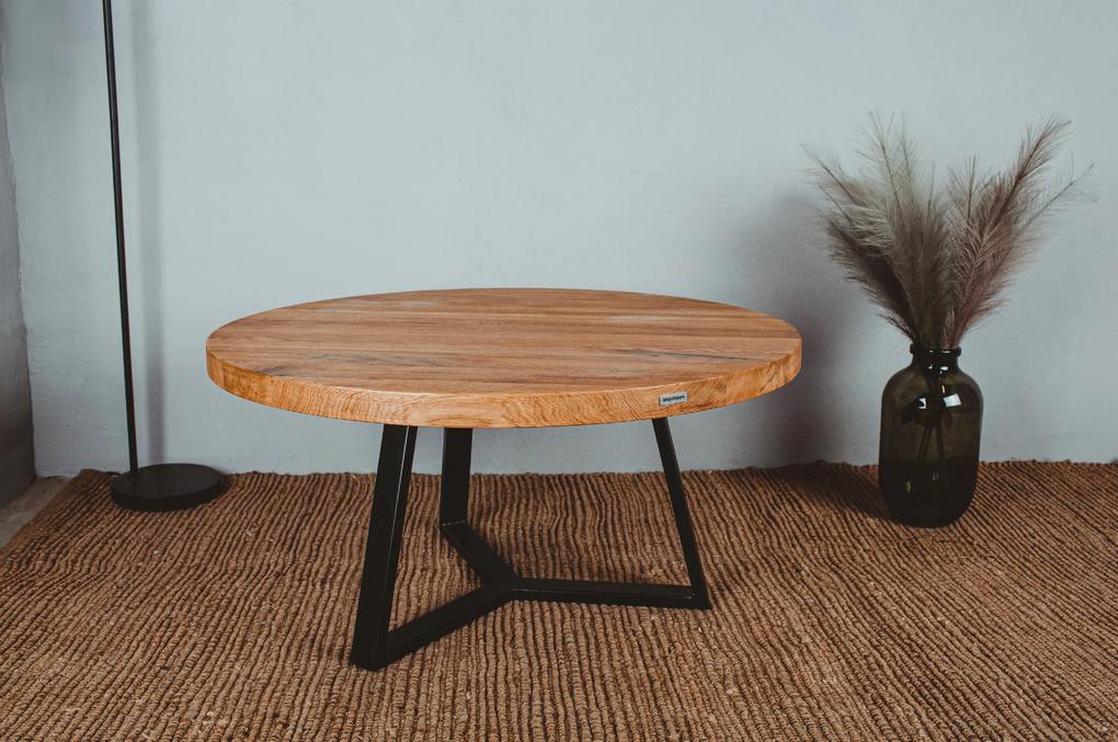 Wudboys Konferenční stůl ROUND Barva kovu: Bílá, Dřevo: Dub, Rozměr: Průměr 75cm, moderní skandinávský styl