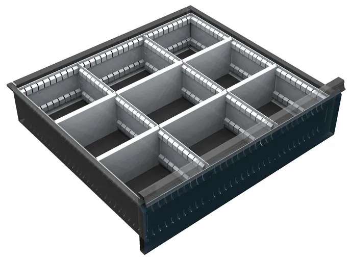 Organizér nářadí do zásuvky skříní KOVOS se šířkou 720 mm, 9 přihrádek, 150 - 240 mm