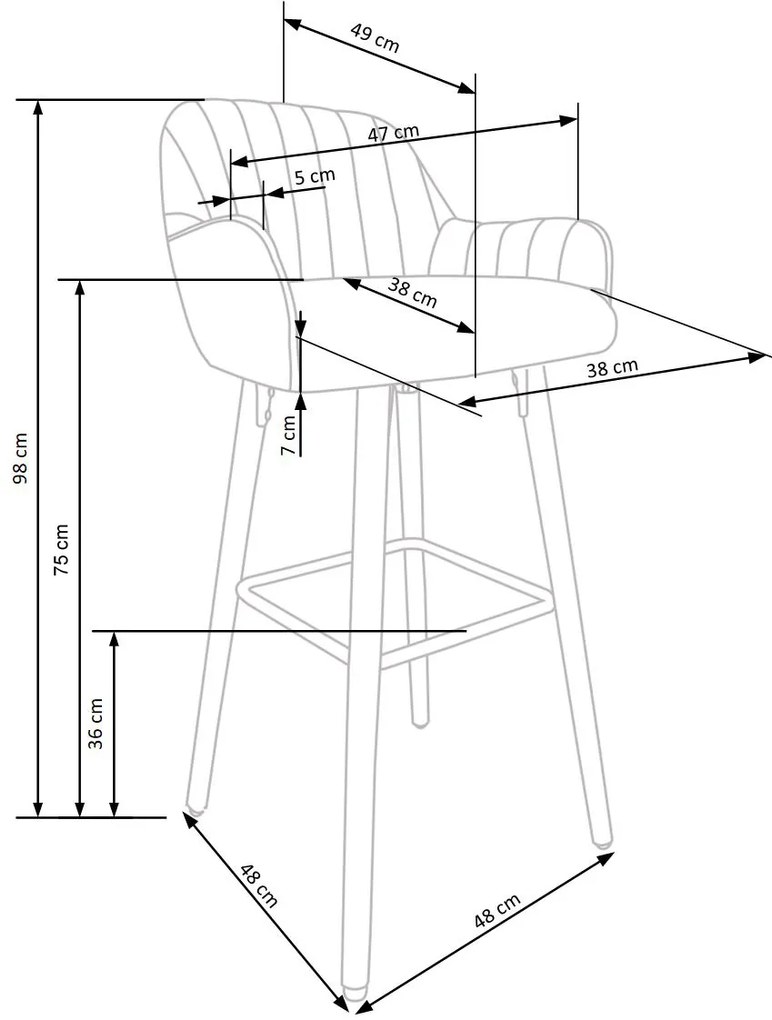 Tmavě šedá barová židle MANO 93