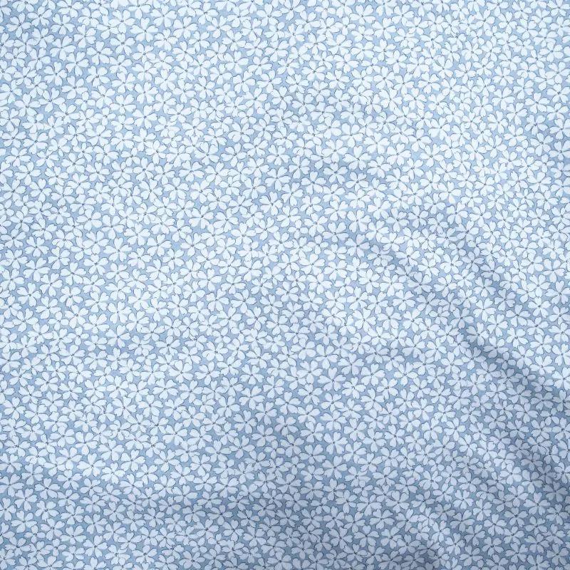 SCANquilt povlečení JERSEY drobná kvítka modrobílá 140 x 200/70 x 90 cm