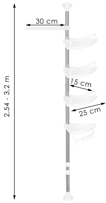 Teleskopická rohová polička do koupelny, bílá SPRINGOS HA5176