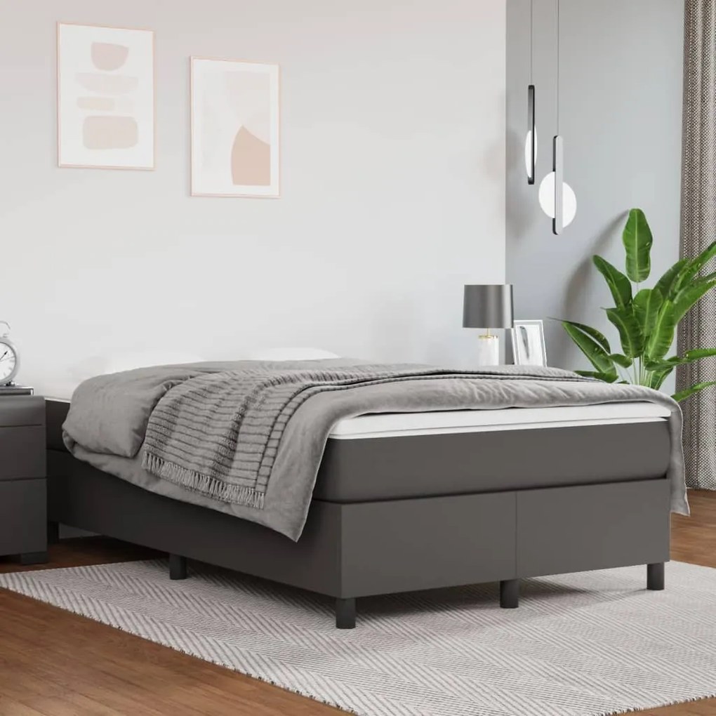 Box spring postel s matrací šedá 120x200 cm umělá kůže