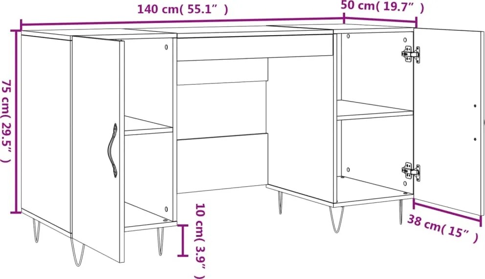 vidaXL Psací stůl 140 x 50 x 75 cm kompozitní dřevo [829546] Barva: Betonová šedá