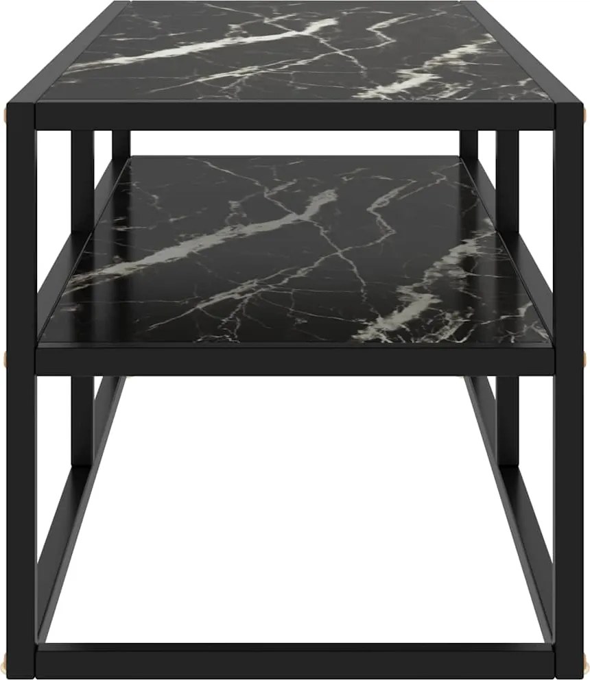 TV stolek černý s černým mramorovým sklem 100 x 40 x 40 cm 322858