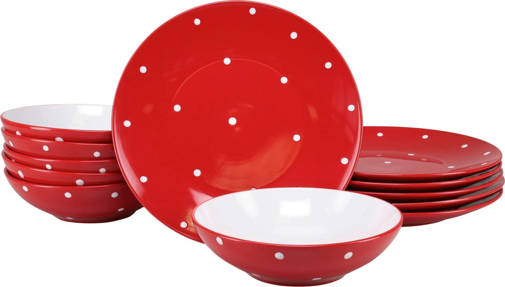 XXXLutz JÍDELNÍ SOUPRAVA Polka Dots Rot 12dílné Creatable - Online Only nádobí - 007768068603