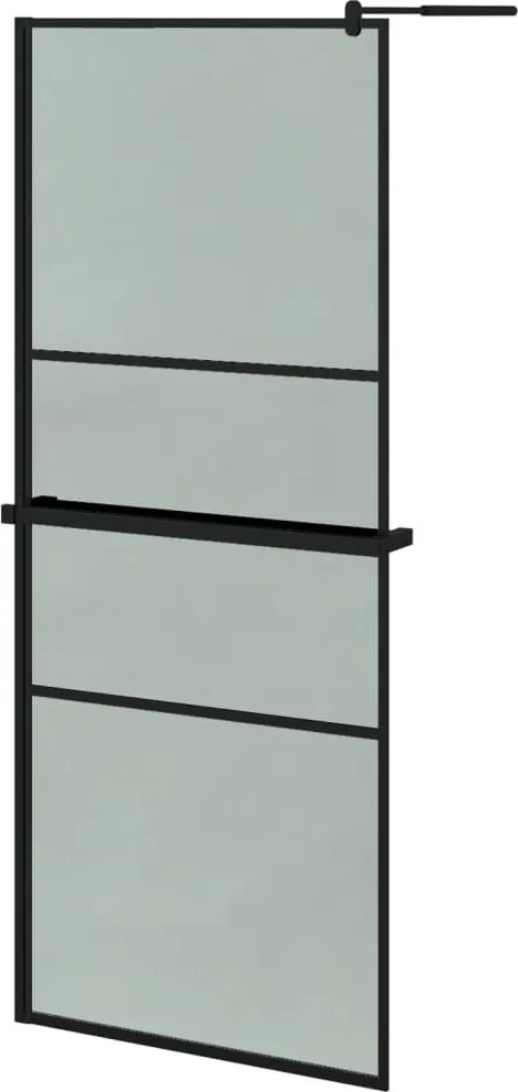 Zástěna do průchozí sprchy s policí černá 80x195 cm ESG/hliník 3185454