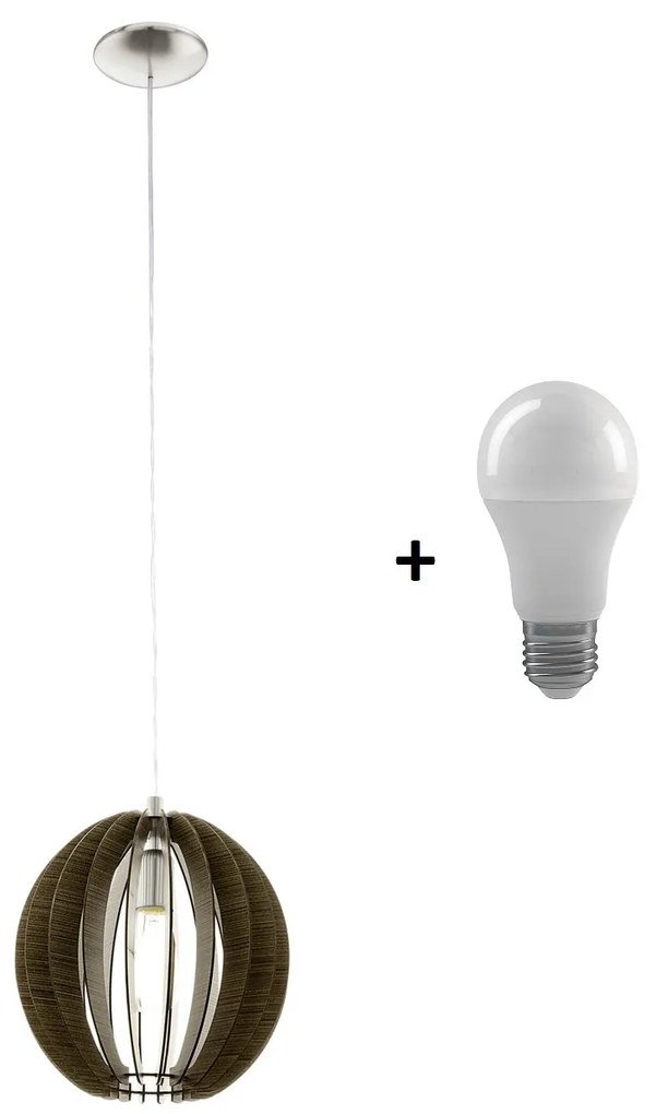 Eglo 94635 COSSANO dark - Moderní dřevěné svítidlo průměr 30cm + Dárek LED žárovka