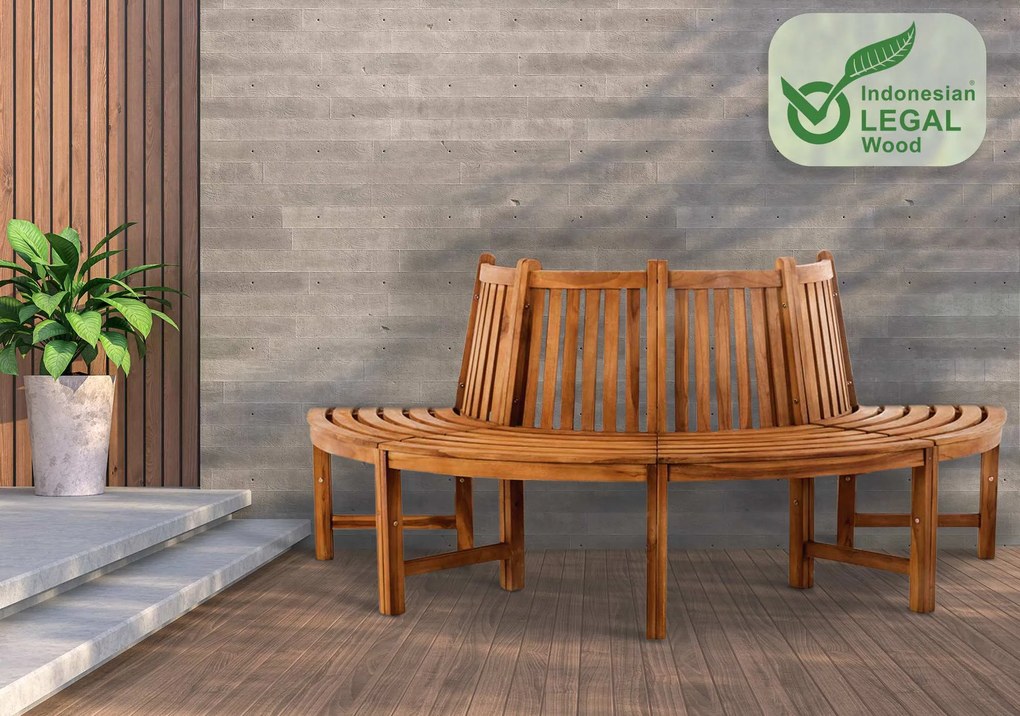 Lavice kolem stromu Leming půlkruhové provedení 200 cm – teaková