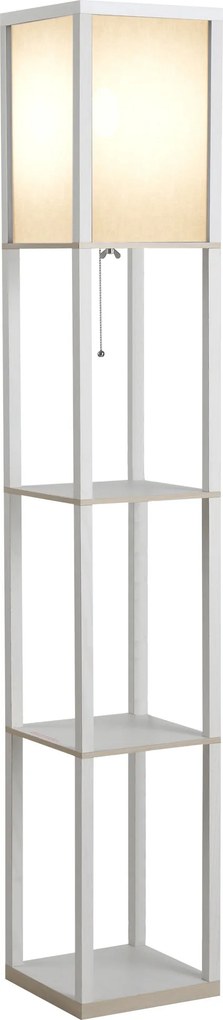 HOMCOM stojanová lampa na polici 26W x 26D x 160H cm 3 police 4 patra MDF bílá