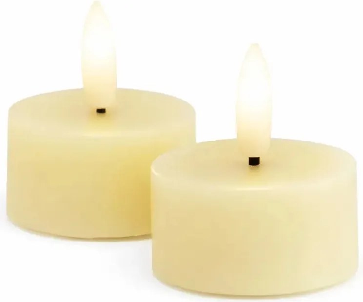 Sada LED čajové svíčky na baterie Sille Tealight, Ø 4,5 × 2,2 cm, jemně žlutá, z pravého vosku, balení 2 ks