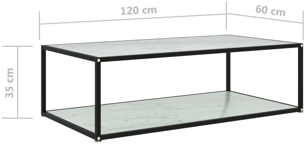 Konferenční stolek bílý 120 x 60 x 35 cm tvrzené sklo - Default Title