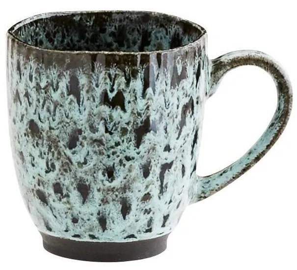MADAM STOLTZ Kameninový hrnek Green/black 400 ml, modrá barva, zelená barva, černá barva, keramika