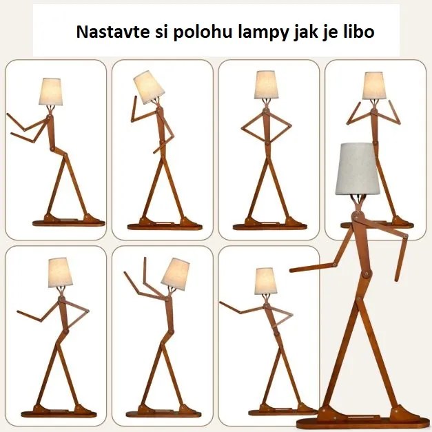 Stojací lampa dřevěný panák, 160 cm EU10099DE