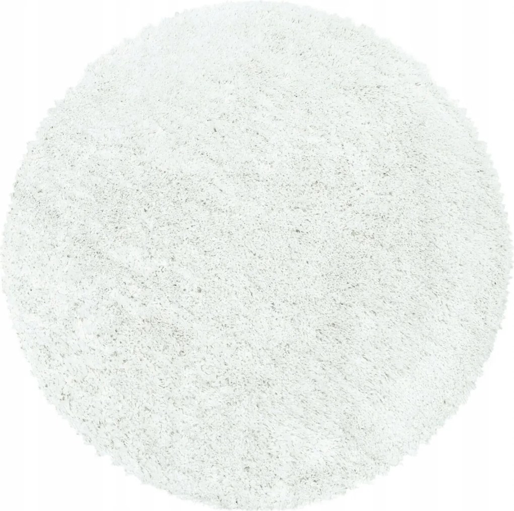 Ayyildiz, Kusový koberec Fluffy Shaggy 3500 white kruh, 80x80 (průměr) kruh, bílá, ložnice