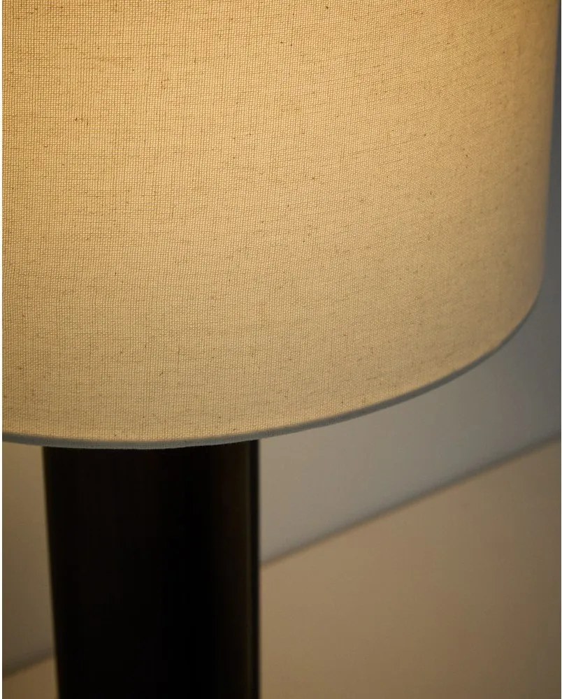 Bílá/tmavě hnědá stolní lampa z kaučukového dřeva s textilním stínidlem (výška 48 cm) Niani – Kave Home