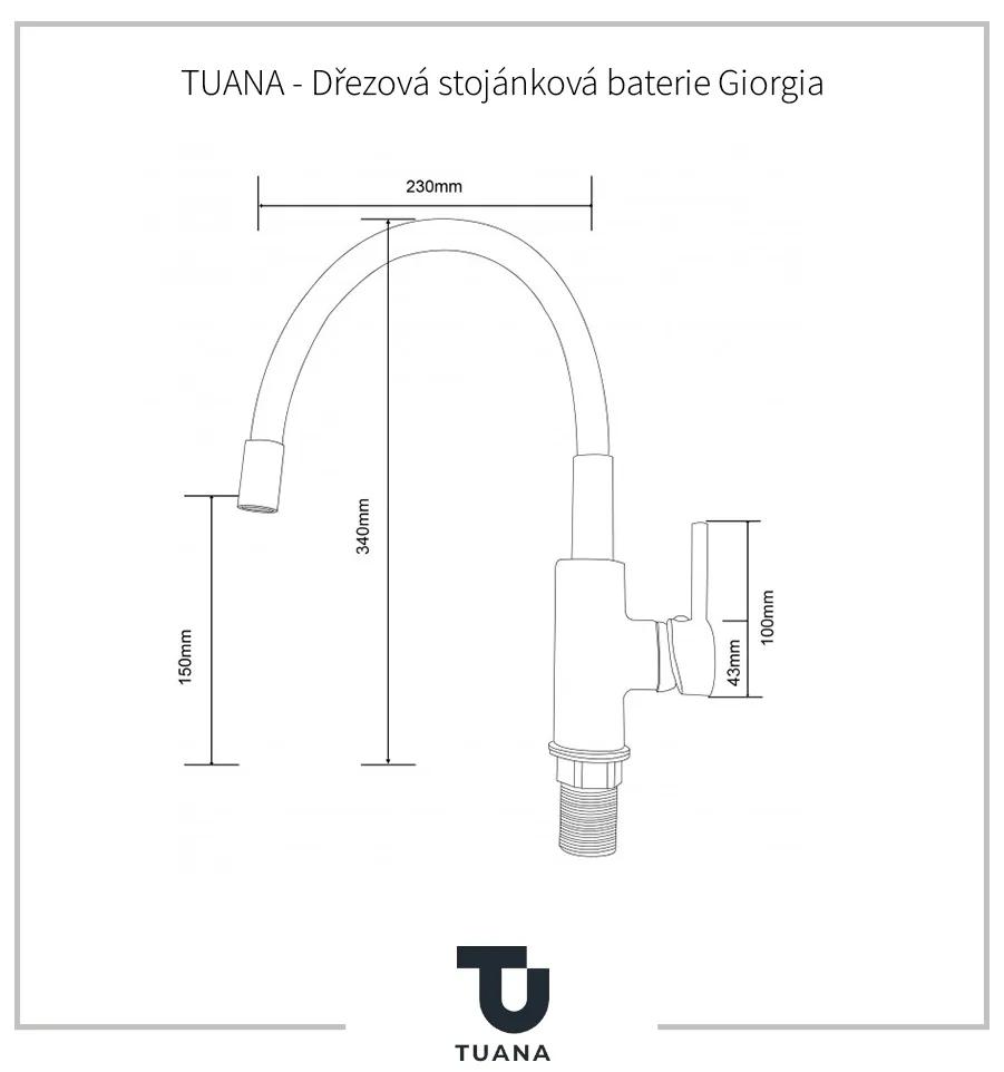 Tuana Giorgia, dřezová stojánková baterie s flexibilním ramenem, černá matná, CER-TU-428389