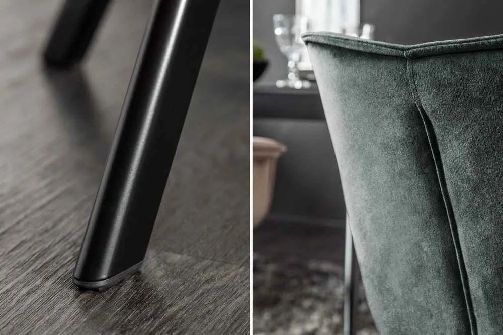 Designová otočná židle Kiara tmavě zelený samet