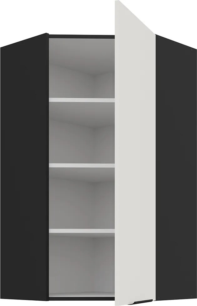 ARIA wb | horní kuchyňská skříňka 60x60 GN-108 1F (45°) rohová s policemi | 60x60 cm | EXTRA VYSOKÁ | černá/bílá