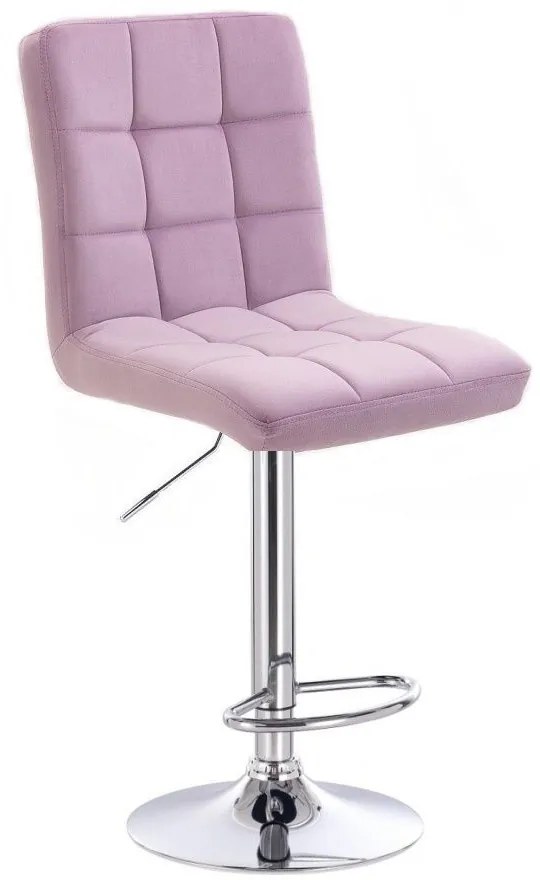 LuxuryForm DESIGN Barová židle TOLEDO VELUR na stříbrné kulaté podstavě - levandule