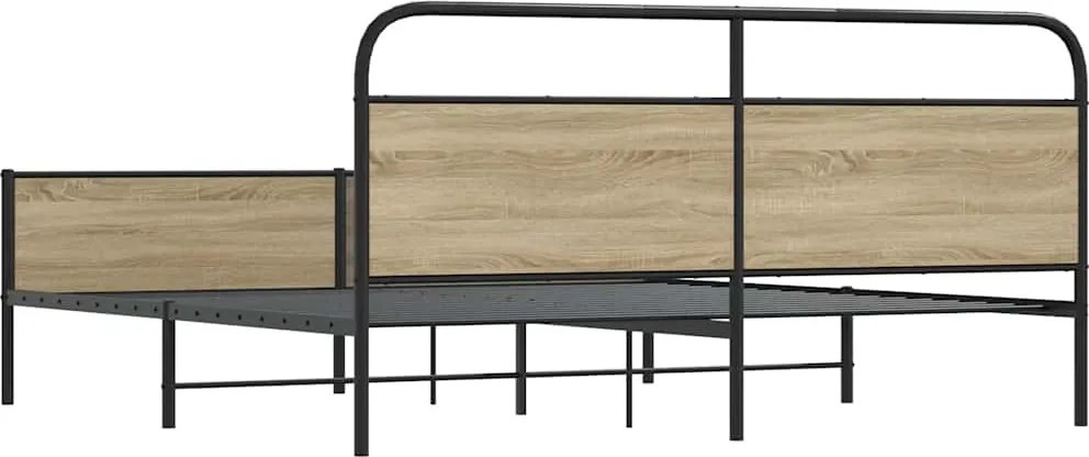 Kovový rám postele bez matrace kouřový dub 183 x 213 cm 3318675