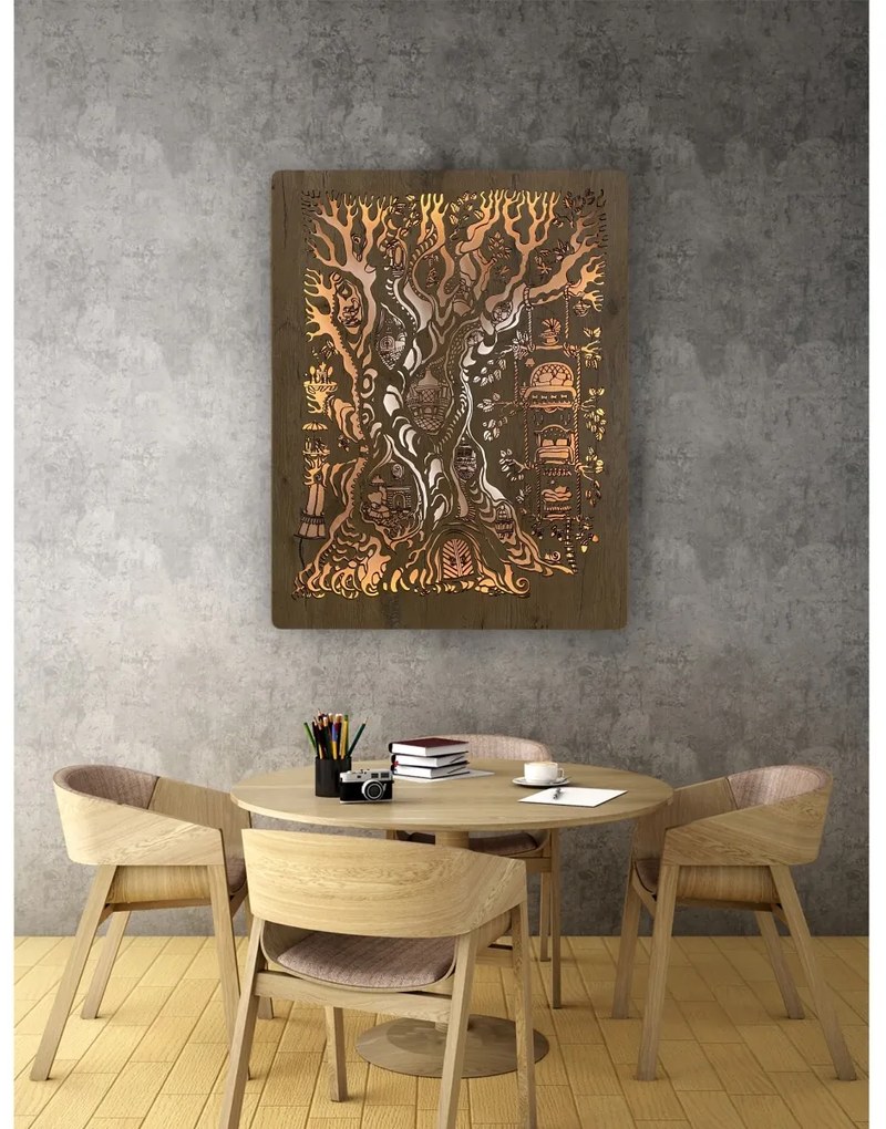 Li-Go "Pohádkový strom" světelný obraz 230V 72x93cm provedení povrchu: dub
