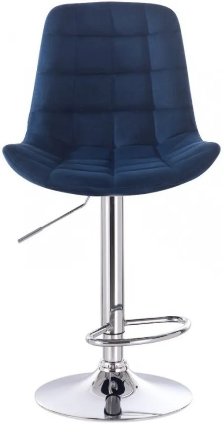 LuxuryForm Barová židle PARIS VELUR na stříbrném talíři - modrá