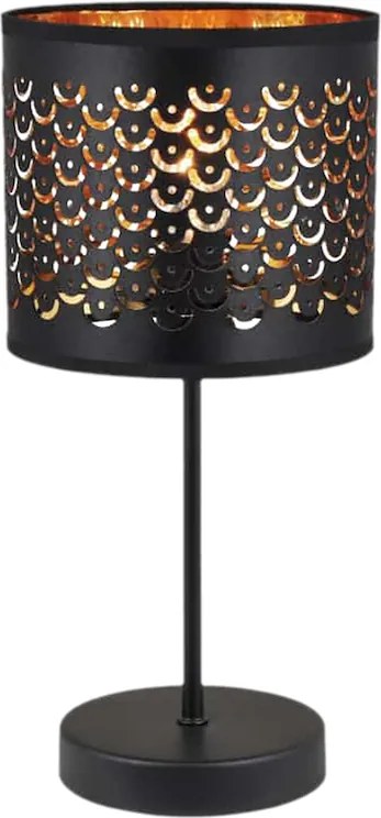 Stolní lampa Morgan, 1x plastové/černé textilní stínítko, b/g