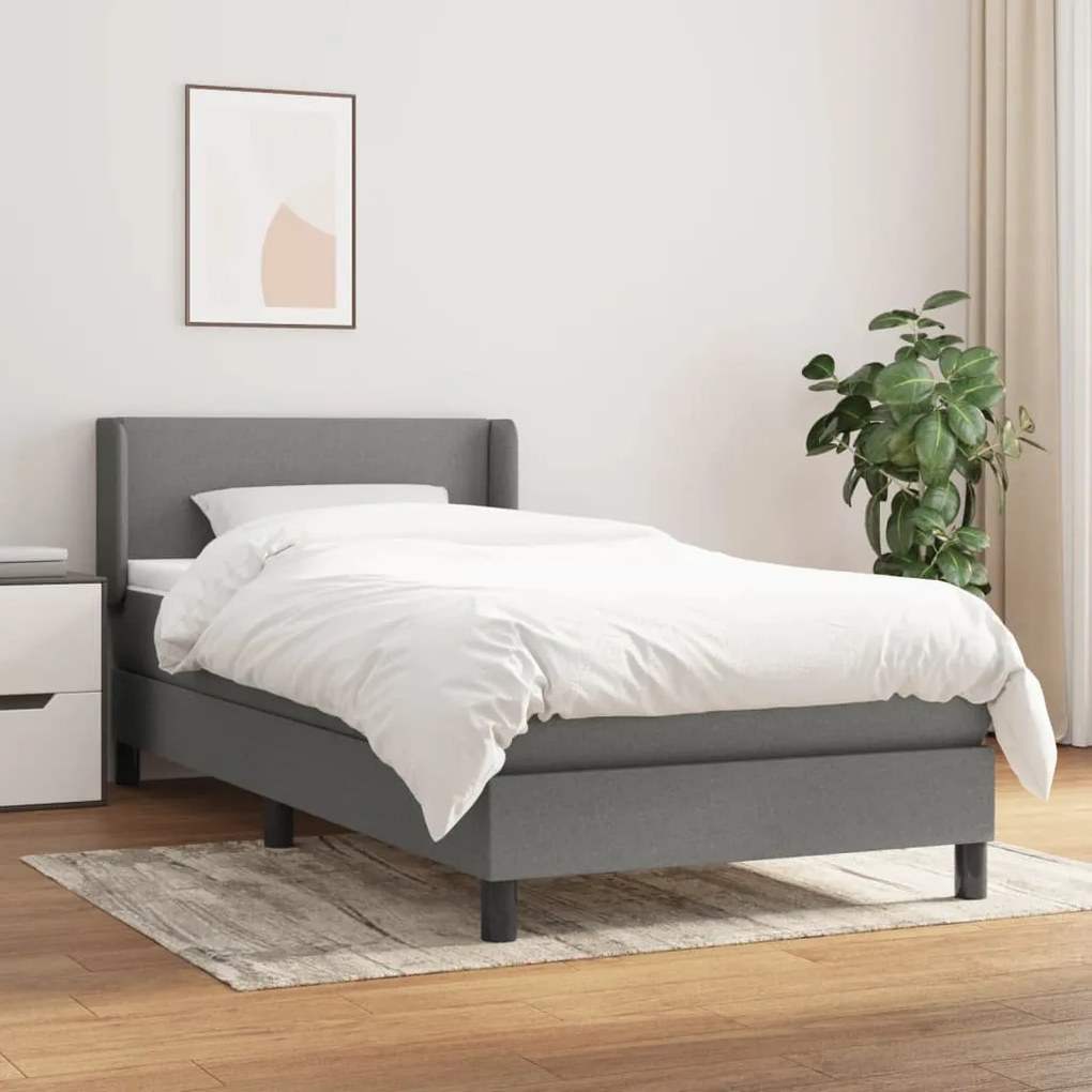 Box spring postel s matrací tmavě šedá 100 x 200 cm textil 3129530