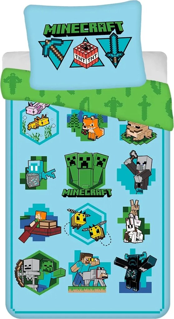 Jerry Fabrics Bavlněné povlečení 140x200 Minecraft Lets Play povlak na polštář 70x90 Kids25