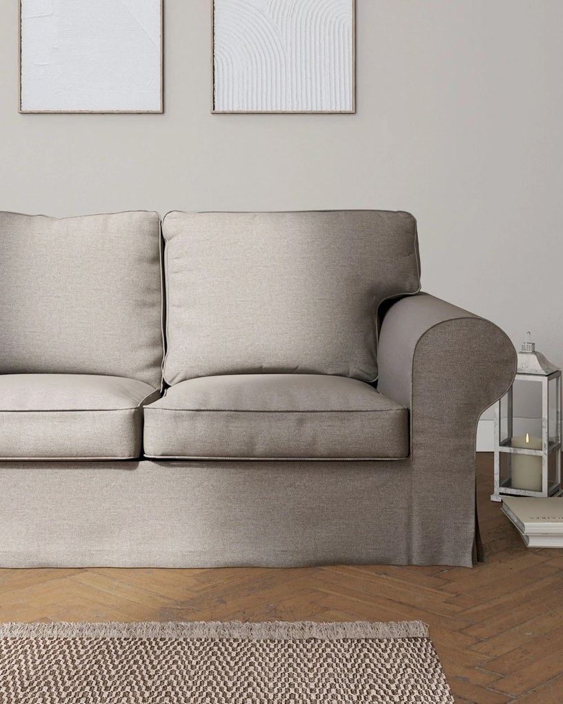 Potah na pohovku IKEA Ektorp 3-místná, rozkládací STARÝ MODEL PIXBO barva šedá látka pletený vzor