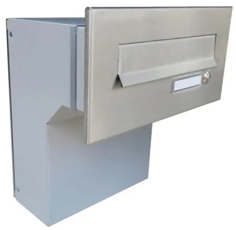 Nerezová robustní poštovní schránka DLS-F-046-Z zazdění do sloupku, se jmenovkou a zvonkem