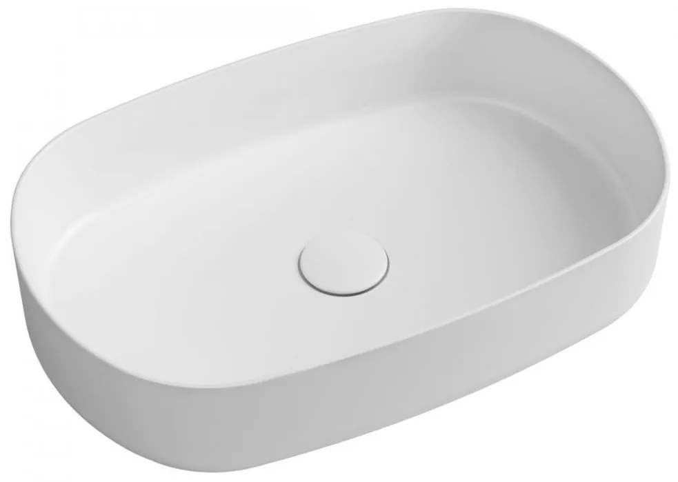 Isvea INFINITY OVAL keramické umyvadlo na desku, 55x36cm, bílá mat 10NF65055-2L