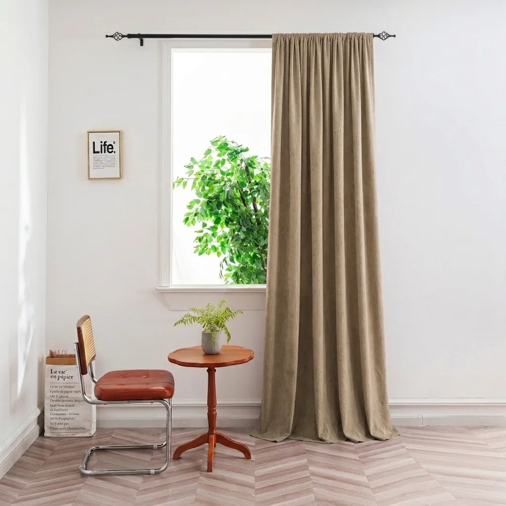 Zatemňovací závěs DUNES VELVET 140x250 cm, béžovohnědý Zavěšení: Řasící páska