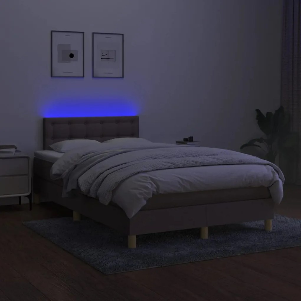 Box spring postel s matrací a LED taupe 120x190 cm textil 3270120