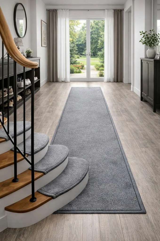 Vopi Nášlapy na schody Eton šedý obdélník, samolepící - 25x80 obdélník (rozměr včetně ohybu)