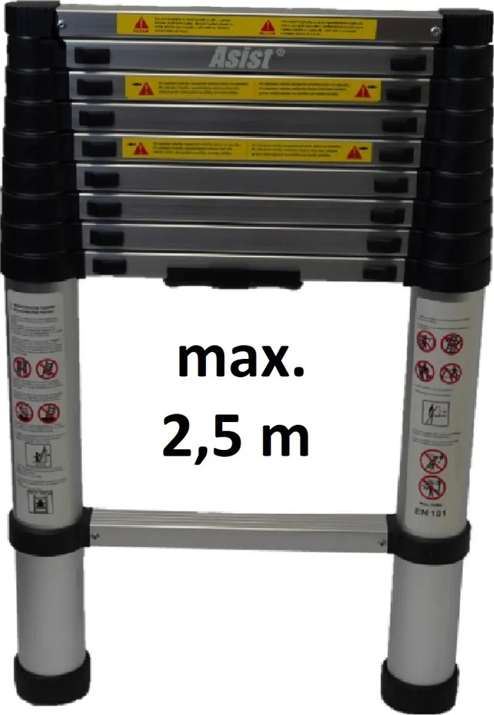 Asist Teleskopický žebřík Alu, 2,5m, soft close