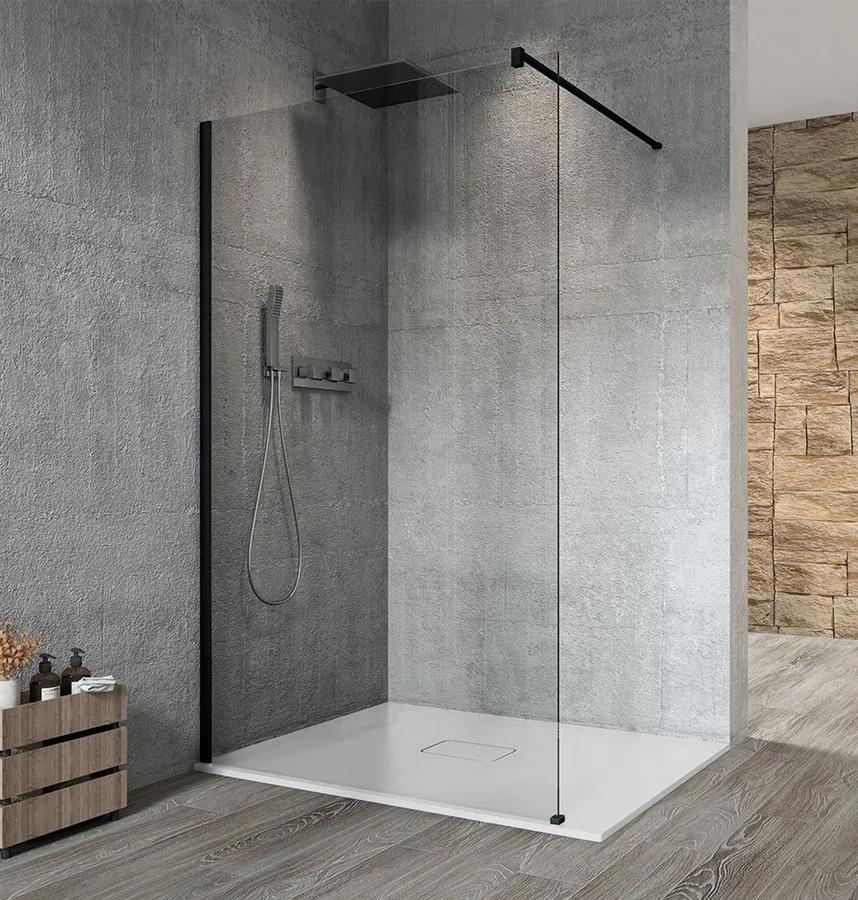Gelco, VARIO BLACK jednodílná sprchová zástěna pro instalaci ke zdi, čiré sklo, 1100 mm, GX1211GX1014