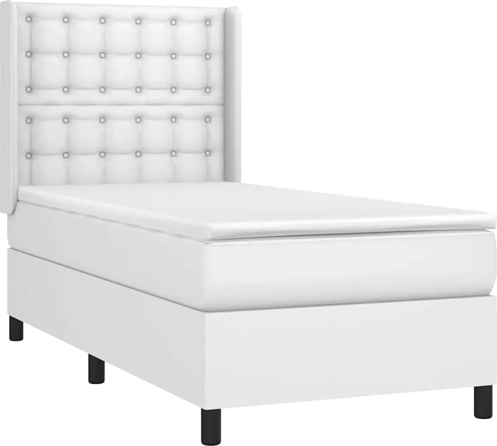 Box spring postel s matrací bílá 80 x 200 cm umělá kůže 3132466