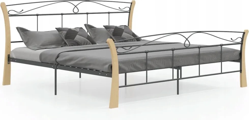 vidaXL Rám postele, černý, kovový, 200 x 200 cm