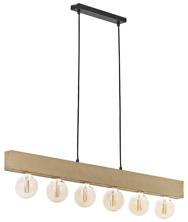 TK LIGHTING Lustr - ARTWOOD 2666, 230V/15W/6xE27, černá/borovice