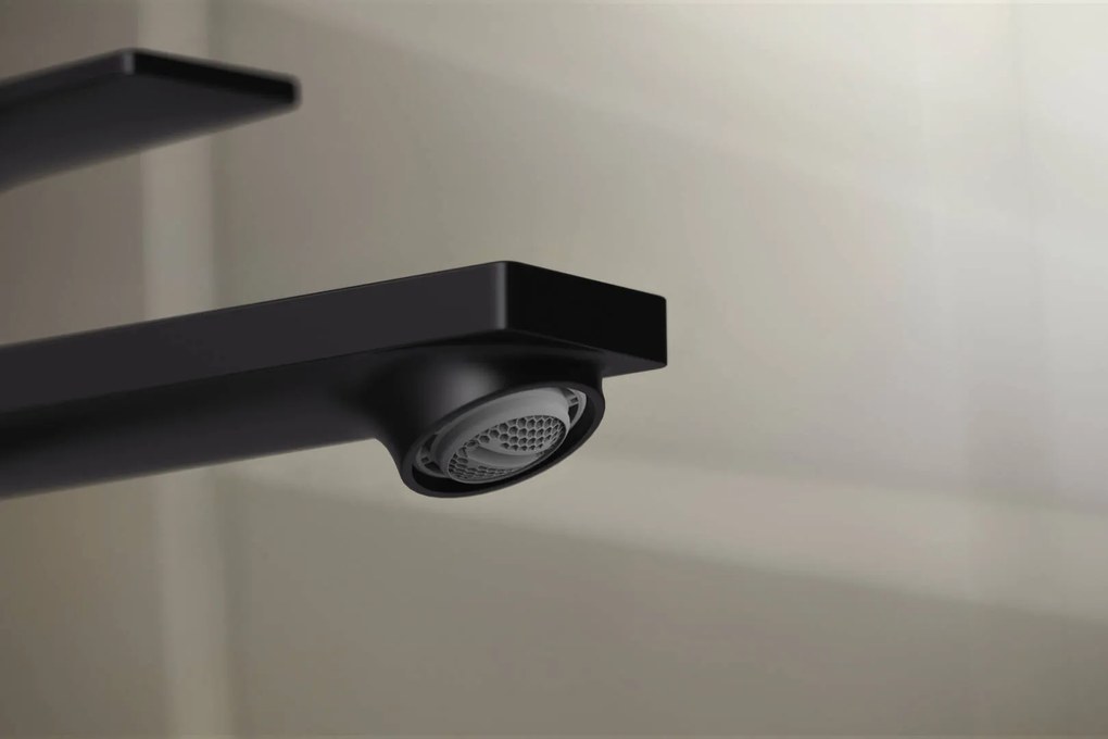 Hansgrohe Rebris E, umyvadlová baterie 110 s odtokovou soupravou s táhlem, CoolStart, EcoSmart, černá matná, 72589670