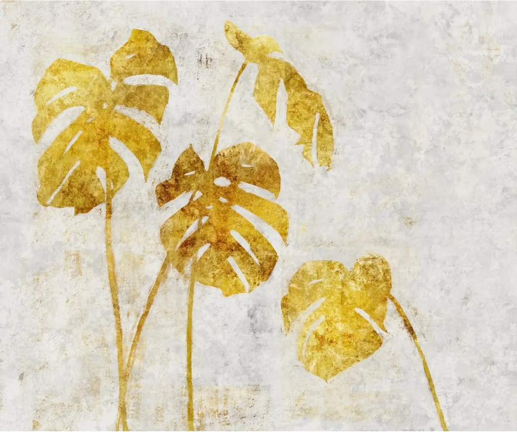 Komar Vliesová fototapeta Golden Monstera 250 x 300 cm