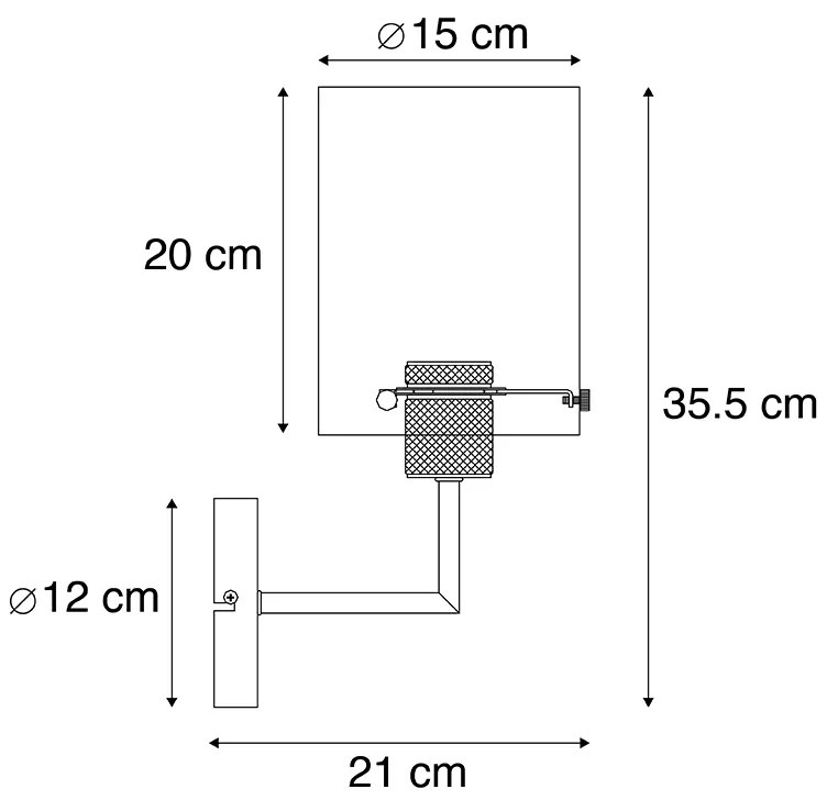 Designová nástěnná lampa černá s kouřovým sklem - Dome