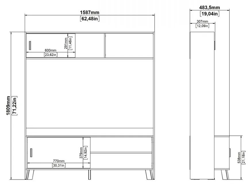 TV stěna Iker, hikora jackson / bílá