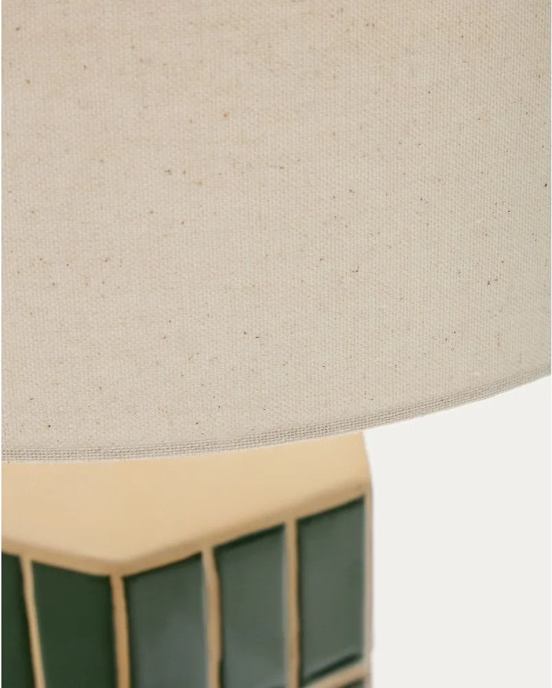 Zelená/krémová stolní lampa s textilním stínidlem (výška 61,5 cm) Rue – Kave Home