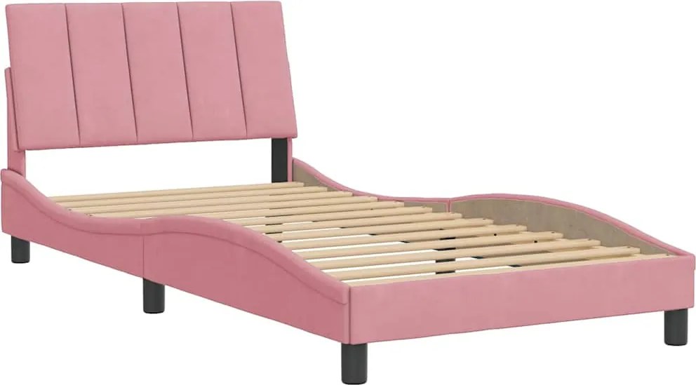 Rám postele bez matrace Hanko růžový 100x200 cm samet 3207836