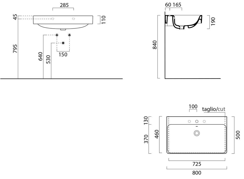 GSI, SAND keramické umyvadlo 80x50 cm, bílá ExtraGlaze, 9022111